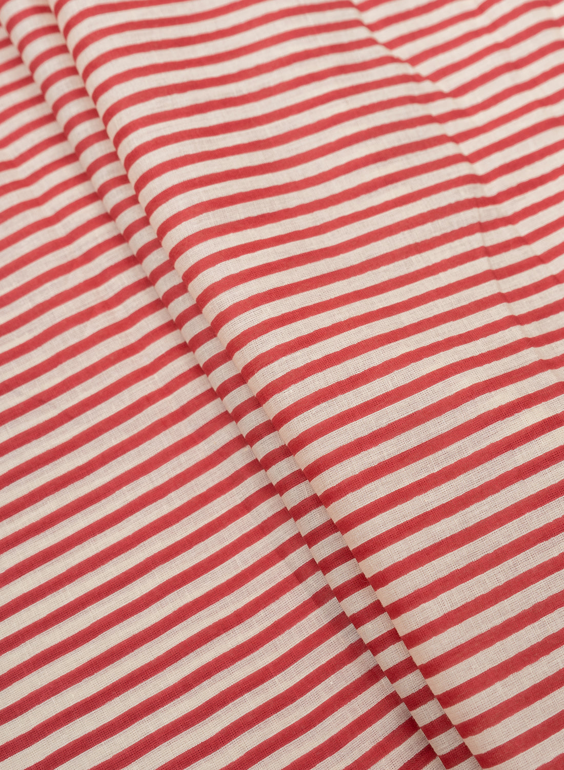 (Pre Cut-2.5 Meter) Pure Cotton Cambric Red Color Stripes Pattern Scre ...