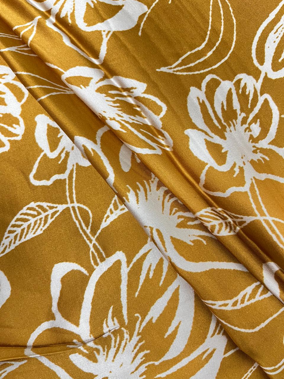 Pure Modal Satin Mustad Color floral Digital Print Fabric. – Fabritale